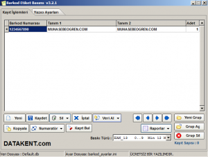 Datakent Barkod Etiket Basımı Programı | Muhasebe Öğren